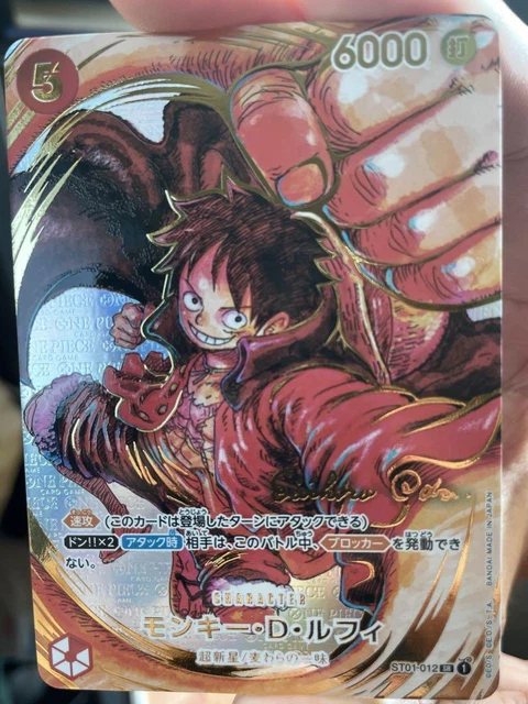 CARTE ONE PIECE Monkey D. Luffy ST01-012 SR Oda Sign Signature NM OP-05 ...