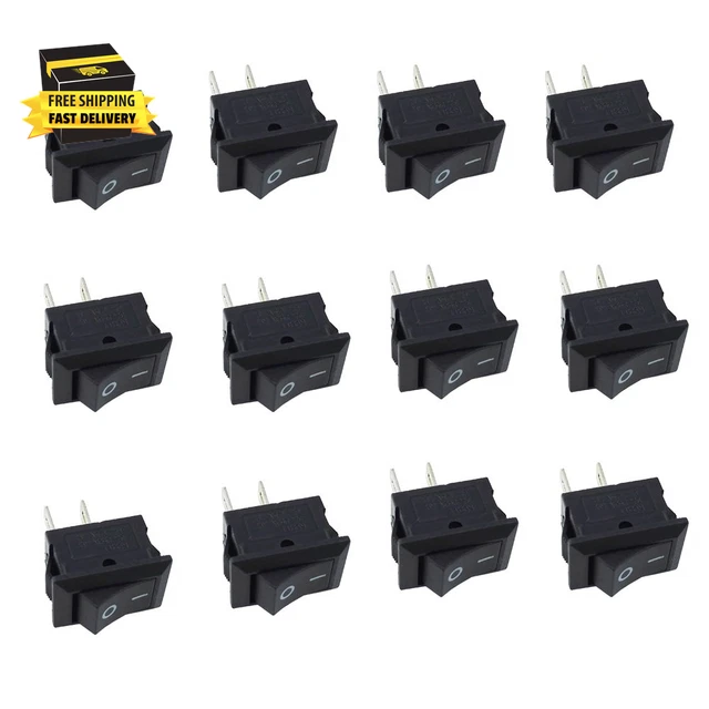 PACK OF 12 AC 3A/250V 6A/125V 2 Pin I/O SPST Snap in Mini Boat Rocker ...