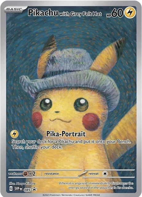 POKÉMON X VAN Gogh Museum: Pikachu Grey Felt Hat Card In Hand ☑️ EUR ...