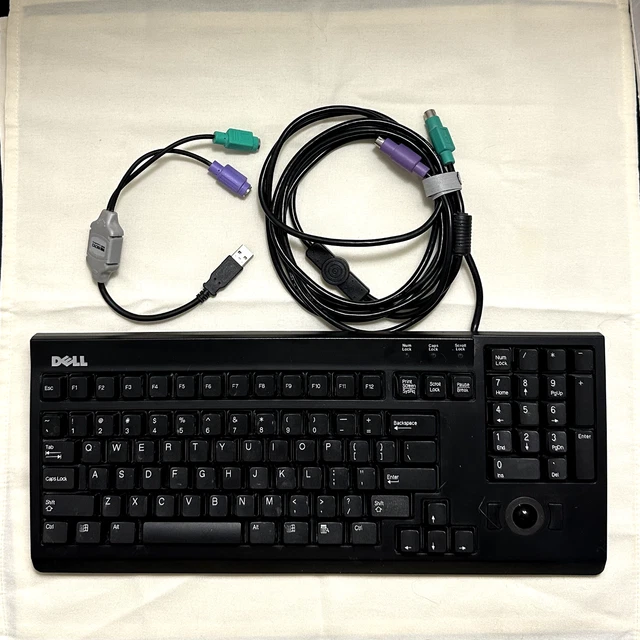 DELL PS/2 KEYBOARD with Trackball SK-3210 with USB adapter - TESTED $29 ...