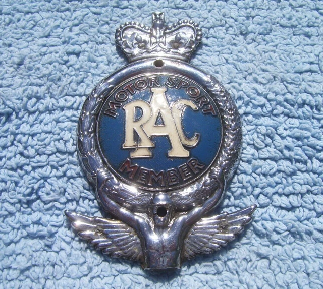 VINTAGE 1960S RAC MOTOR SPORT MEMBER CAR BADGE ~ROYAL AUTOMOBILE CLUB ...