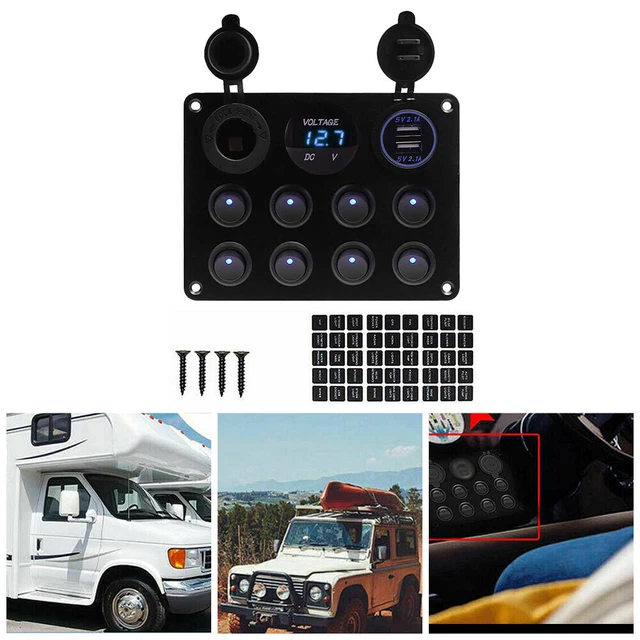 8 GANG LED On-Off Toggle Switch Panel Rocker Switch Panel Car Boat ...