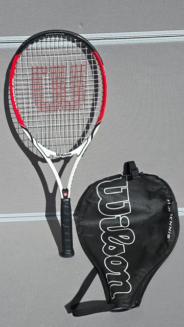 WILSON ROGER FEDERER 27 Titanium Tennis Racket with carry bag. good ...