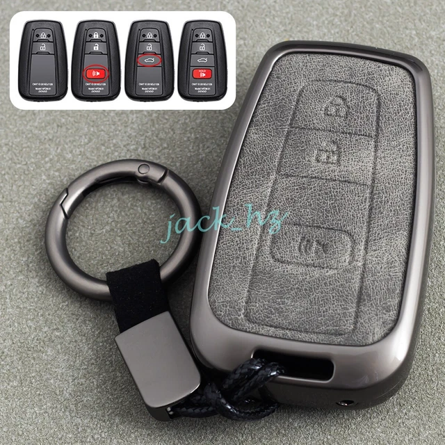 METAL LEATHER CAR Key Fob Case Cover Chain For Toyota Camry RAV4 Prius ...