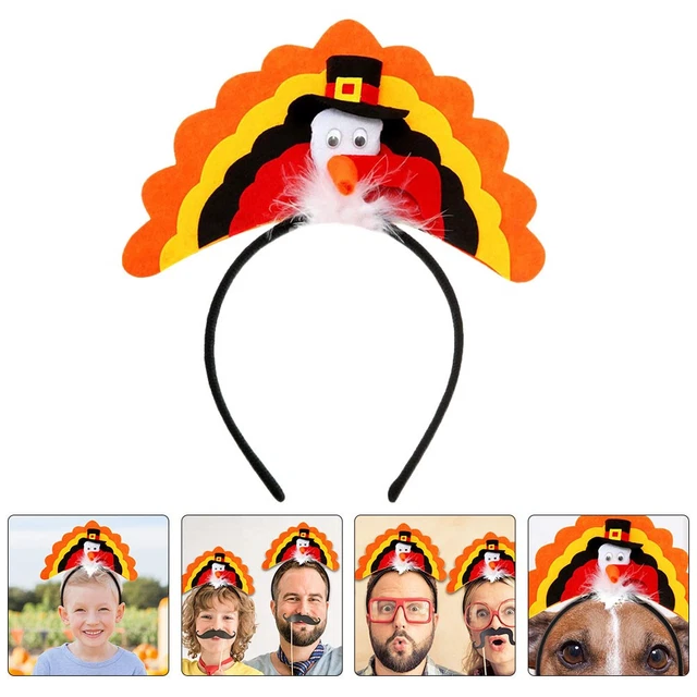 4 PCS THANKSGIVING Photo Booth Props Turkey Headbands Party Supplies ...