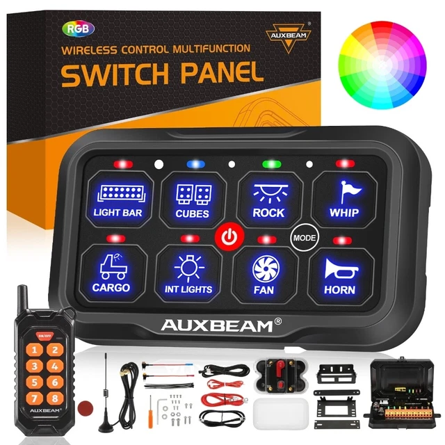 AUXBEAM RC-800 RGB 8 Gang Switch Panel Remote Control LED Light Bar ...