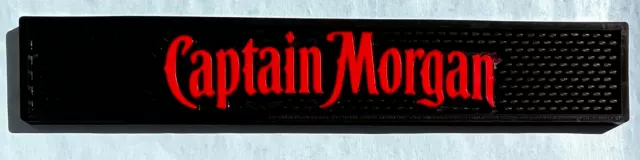 CAPTAIN MORGAN BLACK & Red Rum Rubber Spill Bar Mat Pirates 20 3/4” X 3 ...