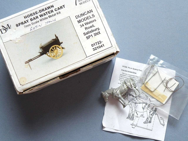 DUNCAN MODELS WHITE Metal 7mm Scale O Gauge Kit Horse Drawn Spray Bar ...