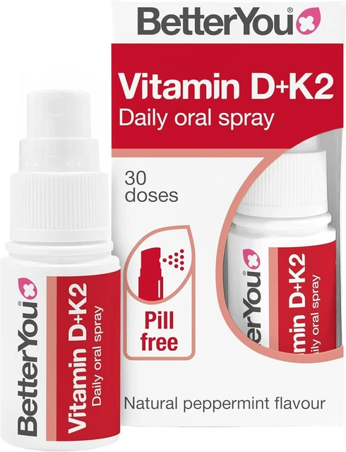 BETTERYOU VITAMIN D3000 + K2 Oral Spray 3000iu Vitamin D+K2 12ml 30 ...