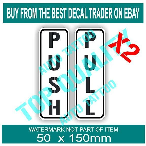 PUSH PULL DOOR Decal Sticker Pair Shop Store Restaurant Business Safety ...