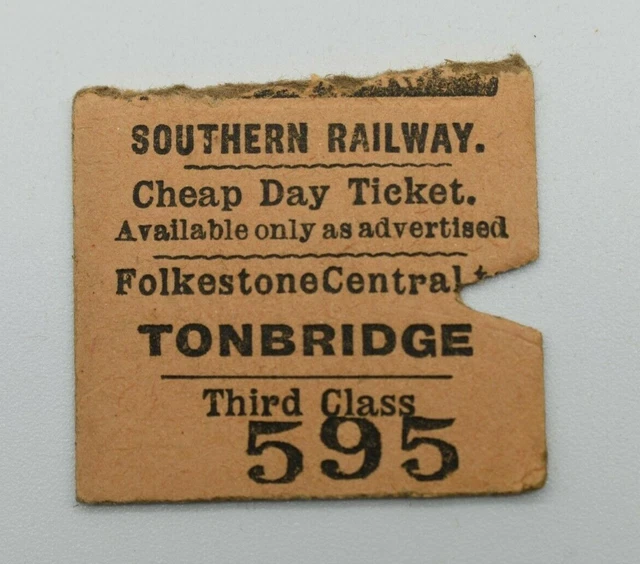SOUTHERN RAILWAY TICKET 595 Folkestone Central to Tonbridge cheap day £ ...