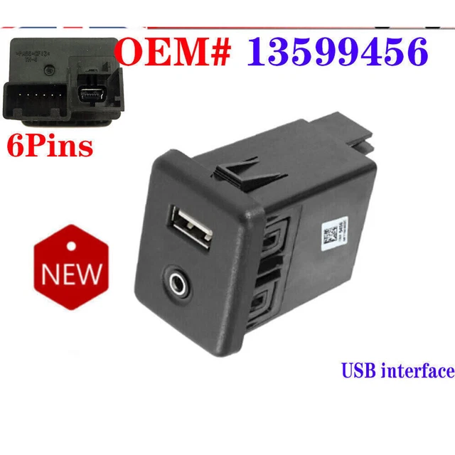 FOR GM CHEVROLET Center Console RECEPTACLE Jack Dual USB/Aux Port ...