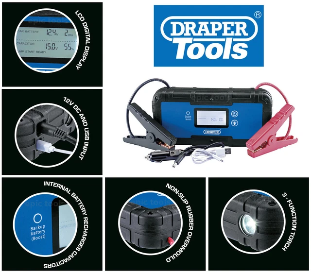 DRAPER 82957 700AMP Diesel/Petrol Lithium Capacitor Battery Engine Jump ...