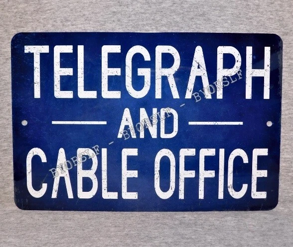 METAL SIGN TELEGRAPH & CABLE OFFICE telegram electric telegraphy ...