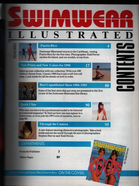 SWIMWEAR ILLUSTRATED MAGAZINE April 1990 Ujena Todd Feren 031621ame $62 ...