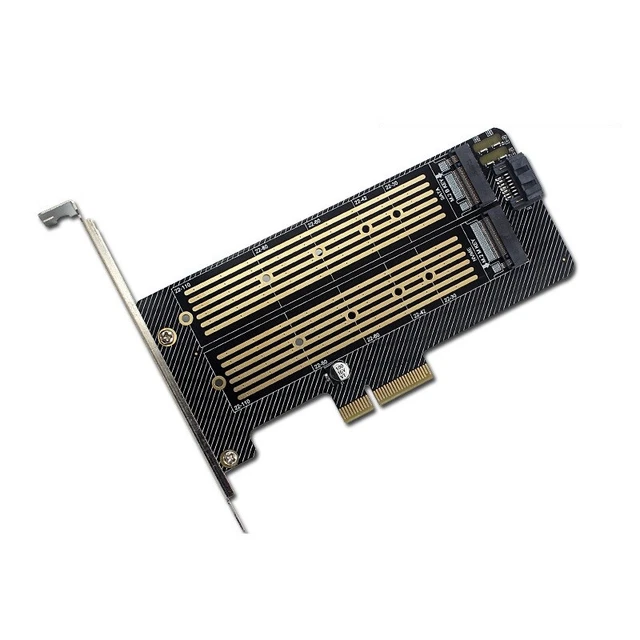 M.2 NVME NGFF SSD to PCIE X4 X8 X16 Card Slot SATA Dual Disk ...