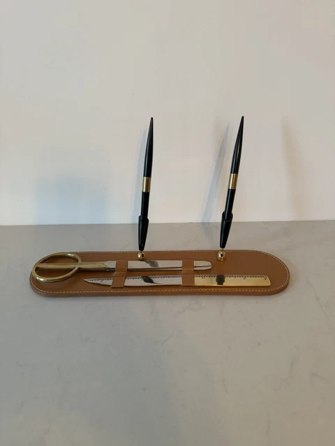 VINTAGE HUDSON LINE Desk Set Letter Opener, Ruler, Scissors Pens ...