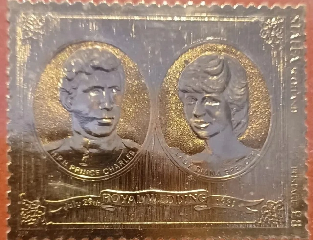 1981 ROYAL WEDDING commemorative 23k Gold Stamp Robert Munro Lang ...