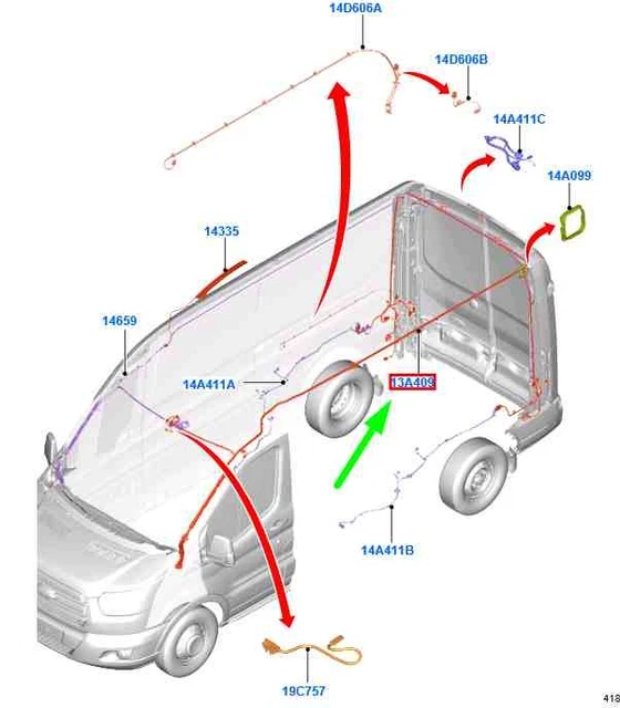 FORD TRANSIT MK4 All Long Series Upper Wiring Harness RHD 1849190 NEW £ ...