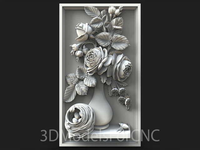 3D MODEL STL File for CNC Router Laser & 3D Printer Flowers 4 £2.34 - PicClick UK