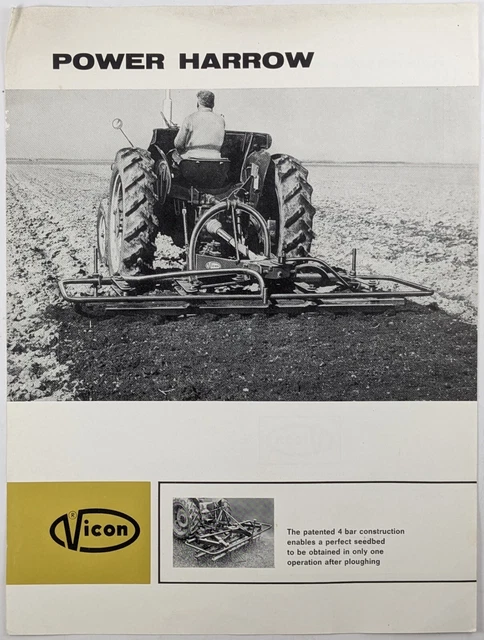 ORIGINAL VICON POWER Harrow Single Sheet Brochure, c 1972 £8.00 ...