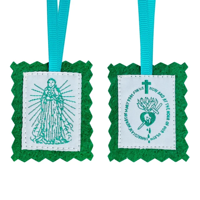 SCAPULARS CATHOLIC GREEN Scapular Of Immaculate Heart of Mary Green ...