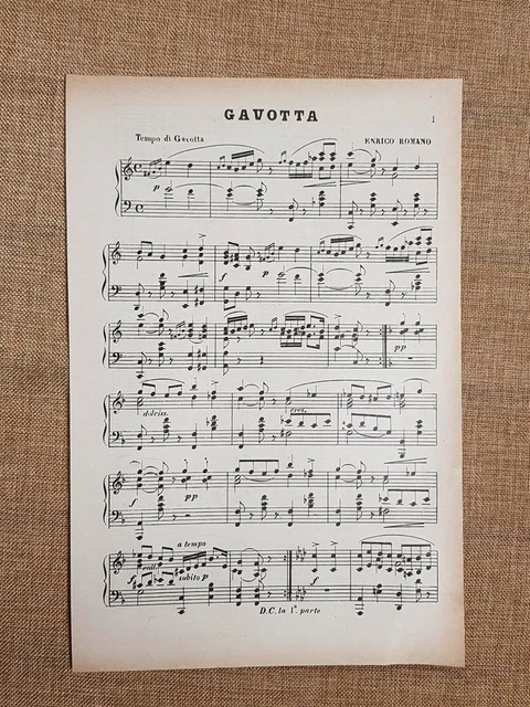 SPARTITO MUSICALE DEL 1896 Gavotta Musica di Enrico Romano EUR 18,00 ...