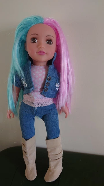 DESIGN A FRIEND doll With Pink And Blue Hair ,dressed with clothes and ...