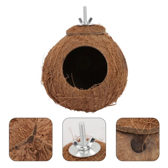 COCONUT SHELL BIRD Nest Stainless Steel Coconuts Reptile Hanging ...