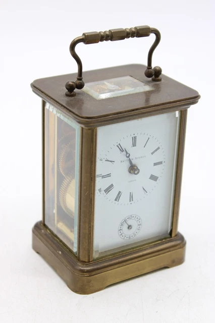 A VINTAGE MATTHEW Norman Alarm 5 Glass Brass Carriage Clock For Parts ...
