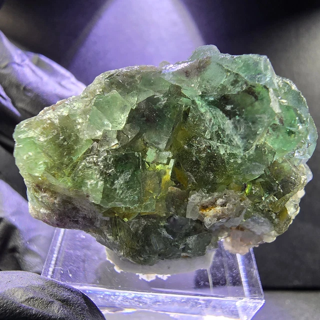 RARE FLUORITE XX cube niveau vert avec inclusions 36*28*13mm Okorusu ...