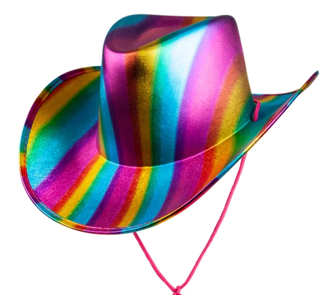 PRIDE CHAPEAU COWBOY Arc-en-Ciel Métallique Adultes Far West Cowgirl ...