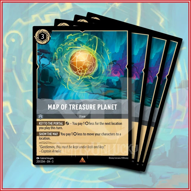 DISNEY LORCANA TCG: MAP OF TREASURE PLANET x4 Rare Into The Inklands ...