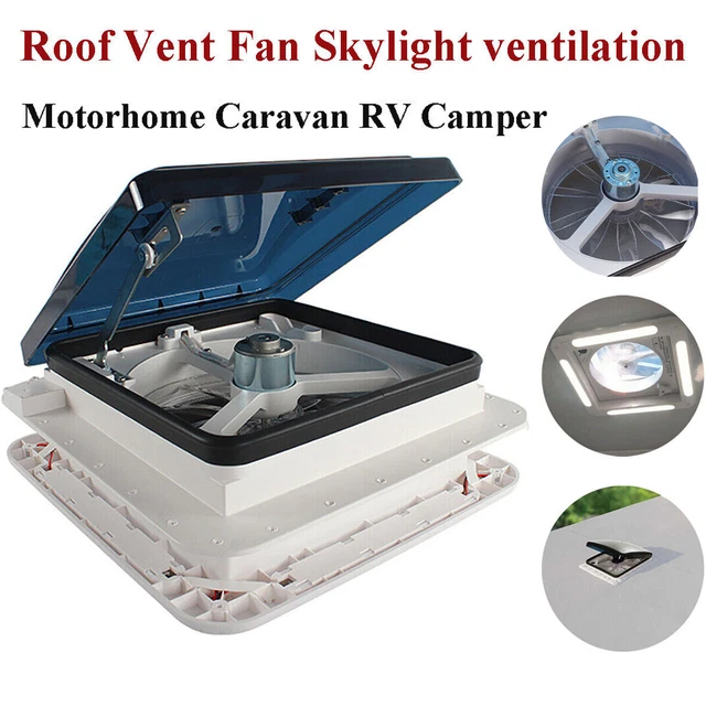 28X28CM ROOF VENT Fan Camper Van Motorhome RV Caravan Skylight Vent w ...