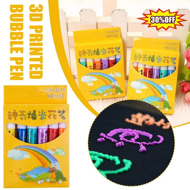 6X PUFFY ART Pens Ink Popcorn 3D Printable Magic DIY Bubble Popcorn ...