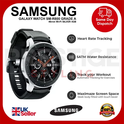 SAMSUNG GALAXY WATCH SM-R800 46 mm Smart Watch GPS Bluetooth ARGENTO A ...