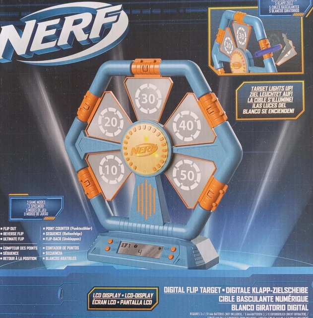NERF DIGITAL 5 Flipping Target Light Up Point Count Lcd Display 3 Game ...