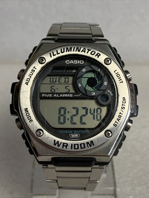 CASIO ILLUMINATOR SILVER Stainless Steel Bracelet Watch MWD-100HD-1AVEF ...