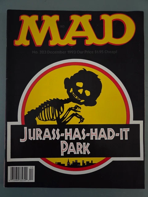 MAD MAGAZINE #323 December 1993 JURASSIC PARK! CONTROVERSIAL BACK COVER ...