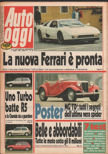 RIVISTA AUTO OGGI Anno 1987 n.22. POSTER MG TD, Peugeot 205 EUR 5,00 ...