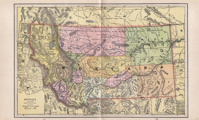 1886 ANTIQUE GASKELL'S Family Atlas Of The World-Map Of Montana-United ...