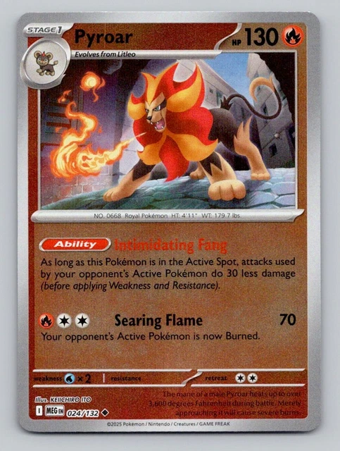REVERSE HOLO PYROAR 024/132 Uncommon ME01: Mega Evolution Pokemon £1.59 ...