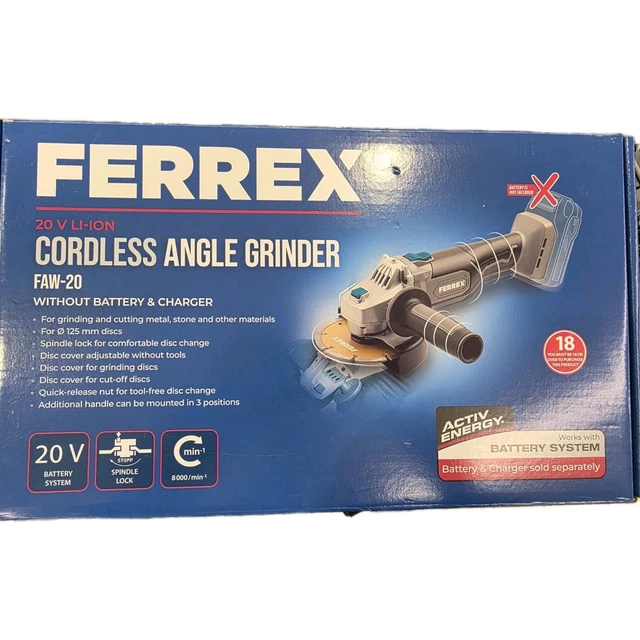 FERREX 20V CORDLESS Angle Grinder + 2.0Ah Battery £57.92 - PicClick UK
