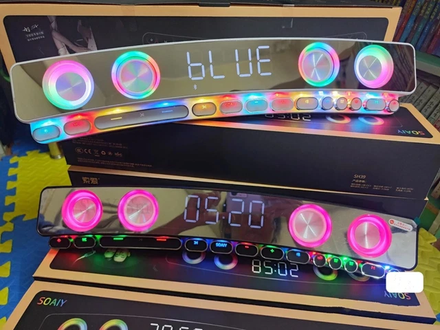 3D SURROUND WIRELESS Speaker Bluetooth Soundbar Gaming Home Clock PC ...