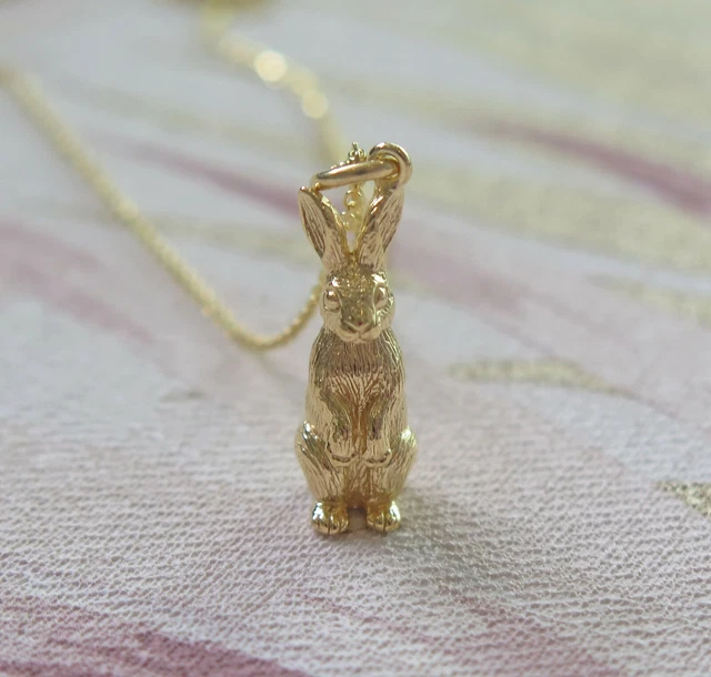 STERLING SILVER GOLD Plated Chinese Zodiac Year of the Rabbit Pendant ...