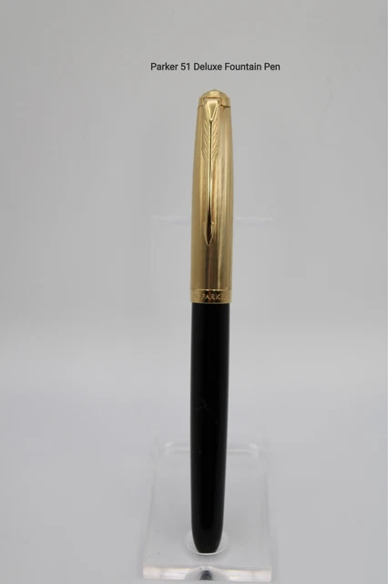 PARKER 51 DELUXE FP & or Ball Point Pen. Black/gold filled cap. (080324 ...