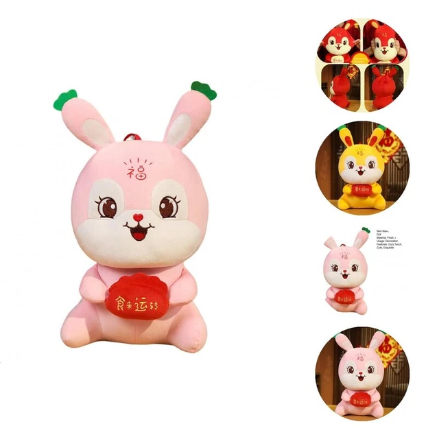 RABBIT PLUSH TOY Blessing Words Sofa Ornament Zodiac Rabbit Stuffed ...