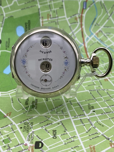 SILVER DIGITAL JUMPING Hour Systeme Brevete Pocket Watch, Montre £699. ...