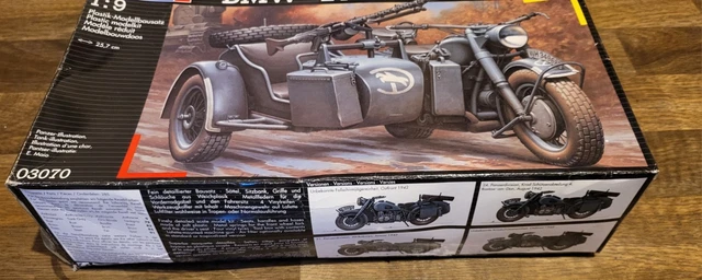 SCARCE 1:9 REVELL 03070 BMW R75 motorcycle & sidecar model kit WWII ...
