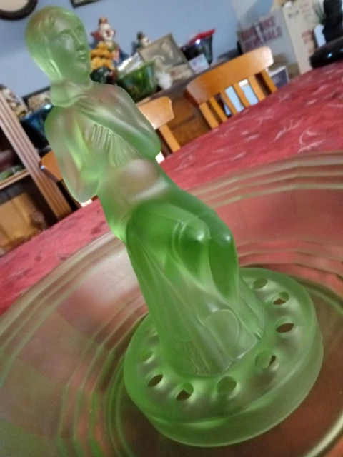 RARE LARGE SOWERBY Stump Lady Float Bowl Uranium Green Art Deco ...